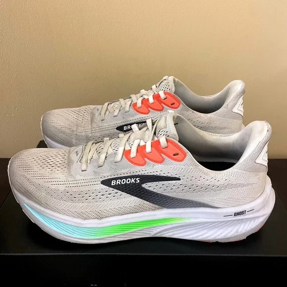 Brooks | Shoes | Brooks Ghost Max Mens Running Shoes Grey Orange Green ...